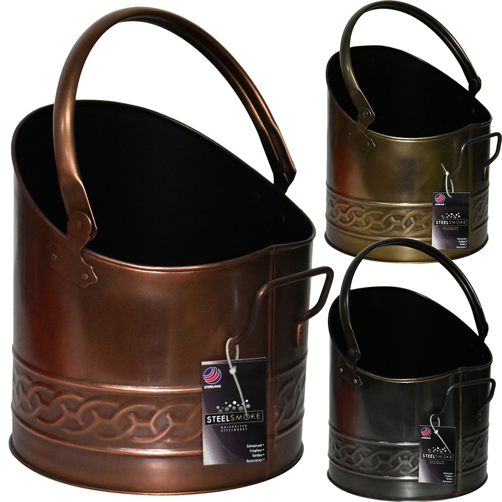 Heavy Duty Mini Metal Fireplace Round Coal Scuttle Bucket Hod Vintage ...