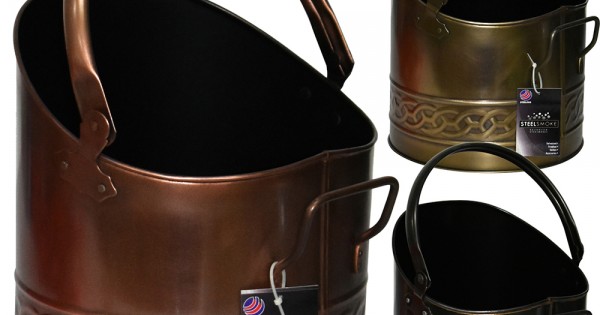 Heavy Duty Mini Metal Fireplace Round Coal Scuttle Bucket Hod Vintage ...