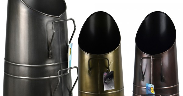 Heavy Duty Tall Metal Fireplace Round Coal Scuttle Bucket Hod 21