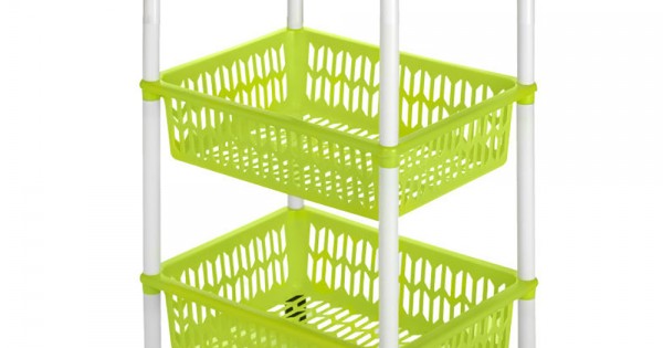 Plastic Vegetable Rack 3 Tier With Baskets Green