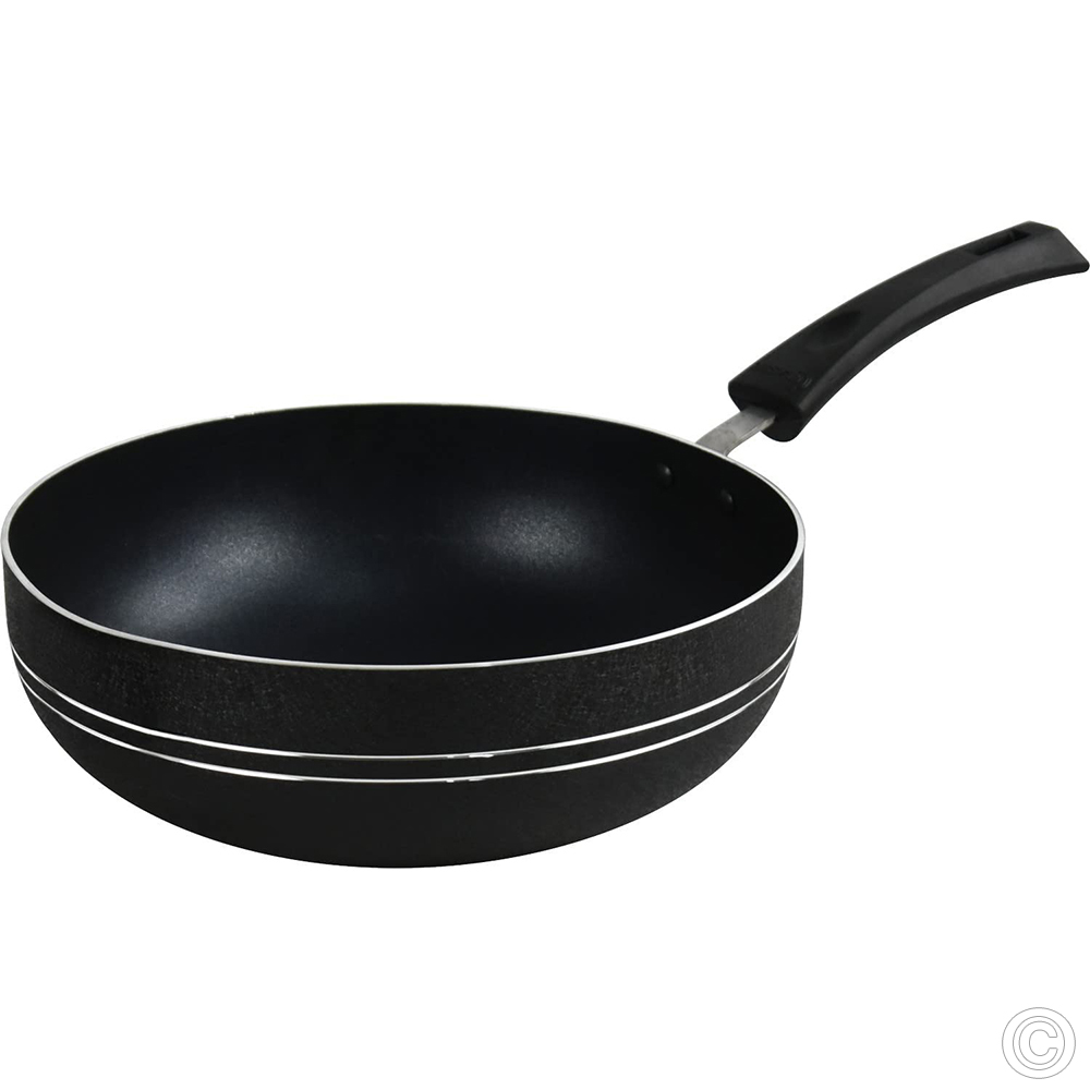 30cm Non stick Wok Pan Black Induction Stir Fry Pan with Lid Deep ...